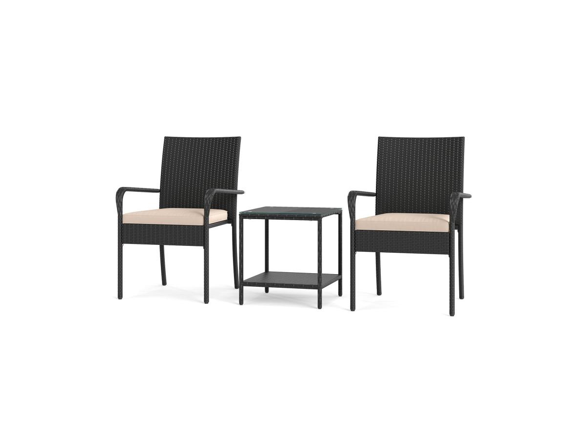 Click here for Slickblue 3PCS Patio Set with Cushions and Glass T... prices