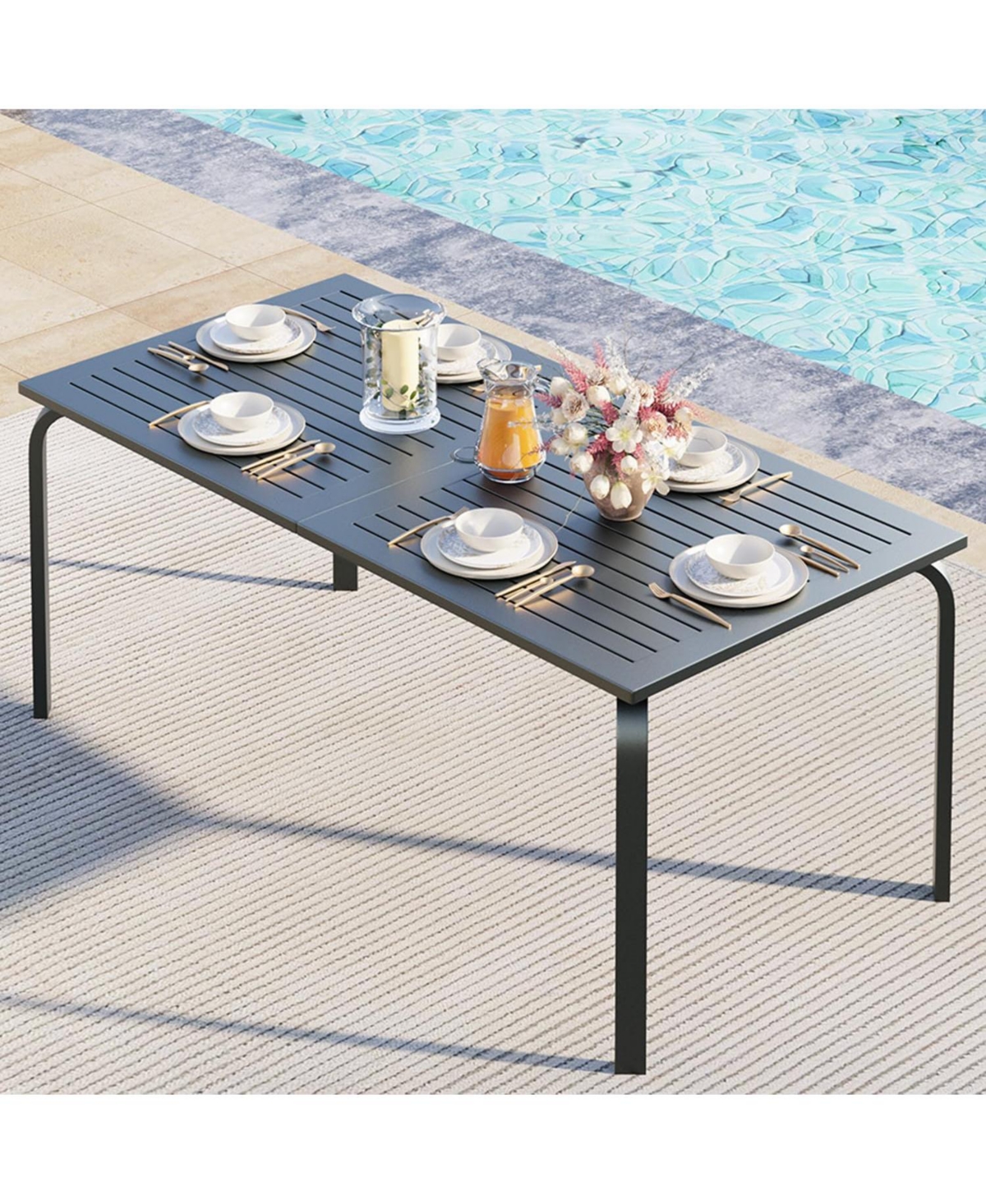Click here for gaomon 71" Modern Outdoor Dining Table with U... prices