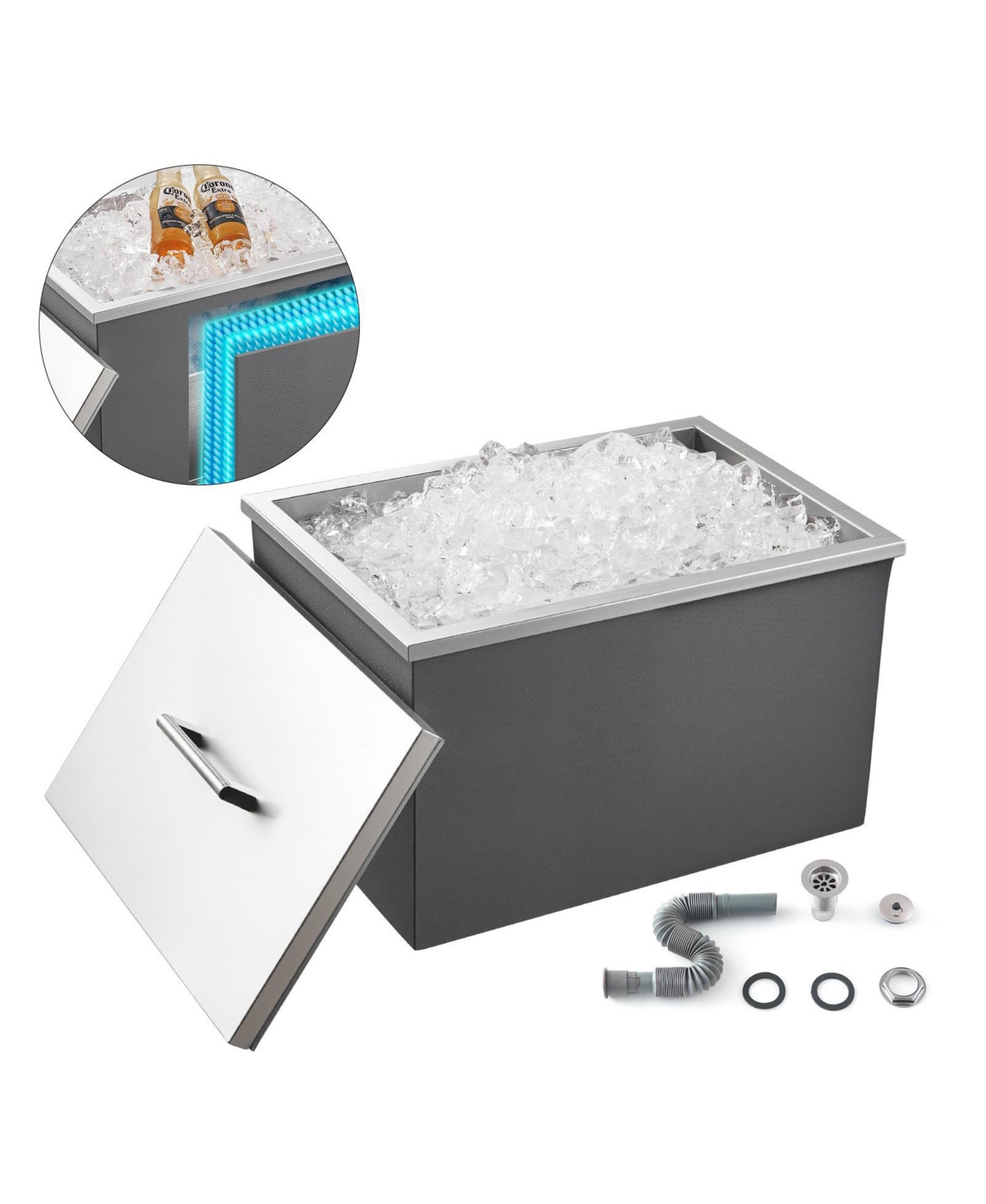 Click here for Mecale 31.7 Qt Stainless Steel Drop-In Ice Chest C... prices