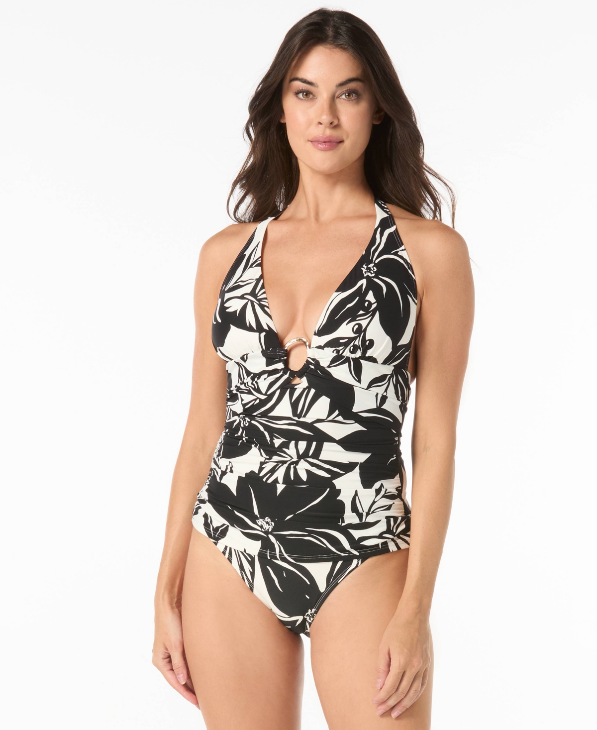 Click here for Carmen Marc Valvo Womens Shirred Halter Tankini To... prices