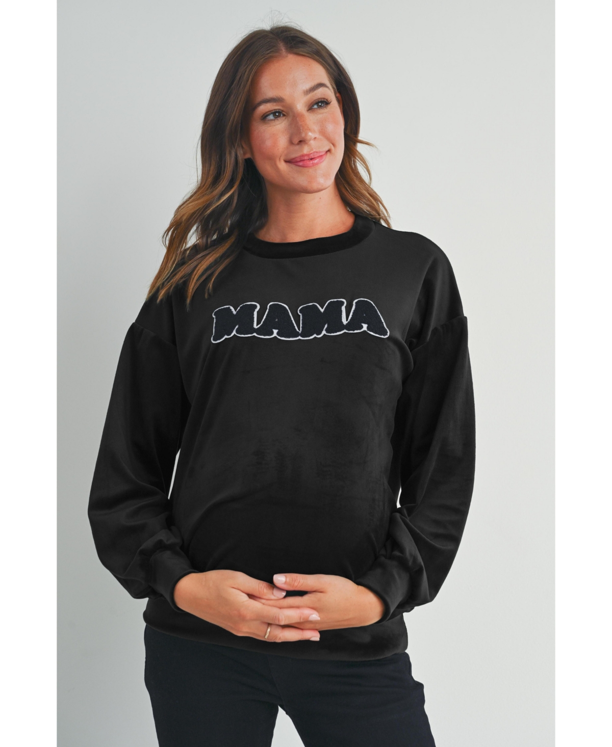 Click here for Hello Miz Womens Velvet Mama Crewneck Maternity Sw... prices