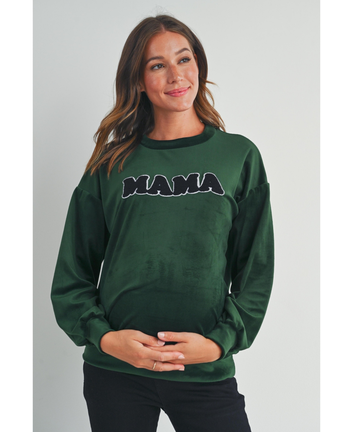 Click here for Hello Miz Womens Velvet Mama Crewneck Maternity Sw... prices