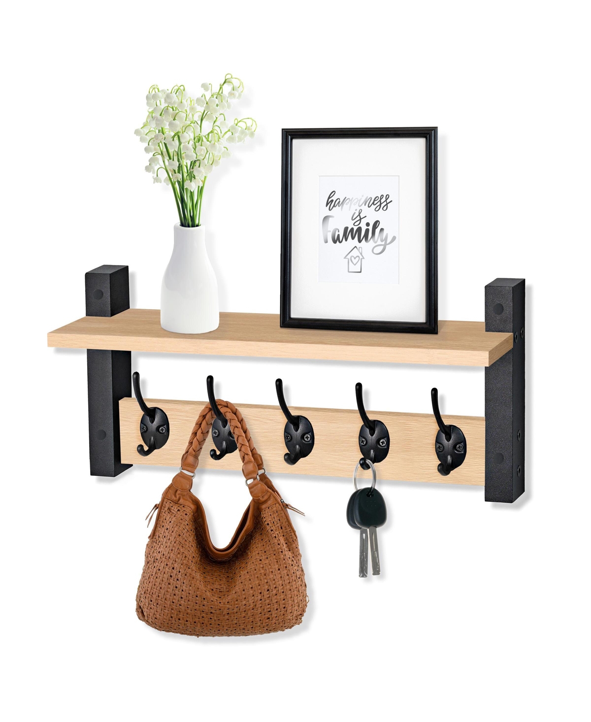Click here for Sorbus 16 Inch Floating Wall Shelf with 5 Heavy Du... prices