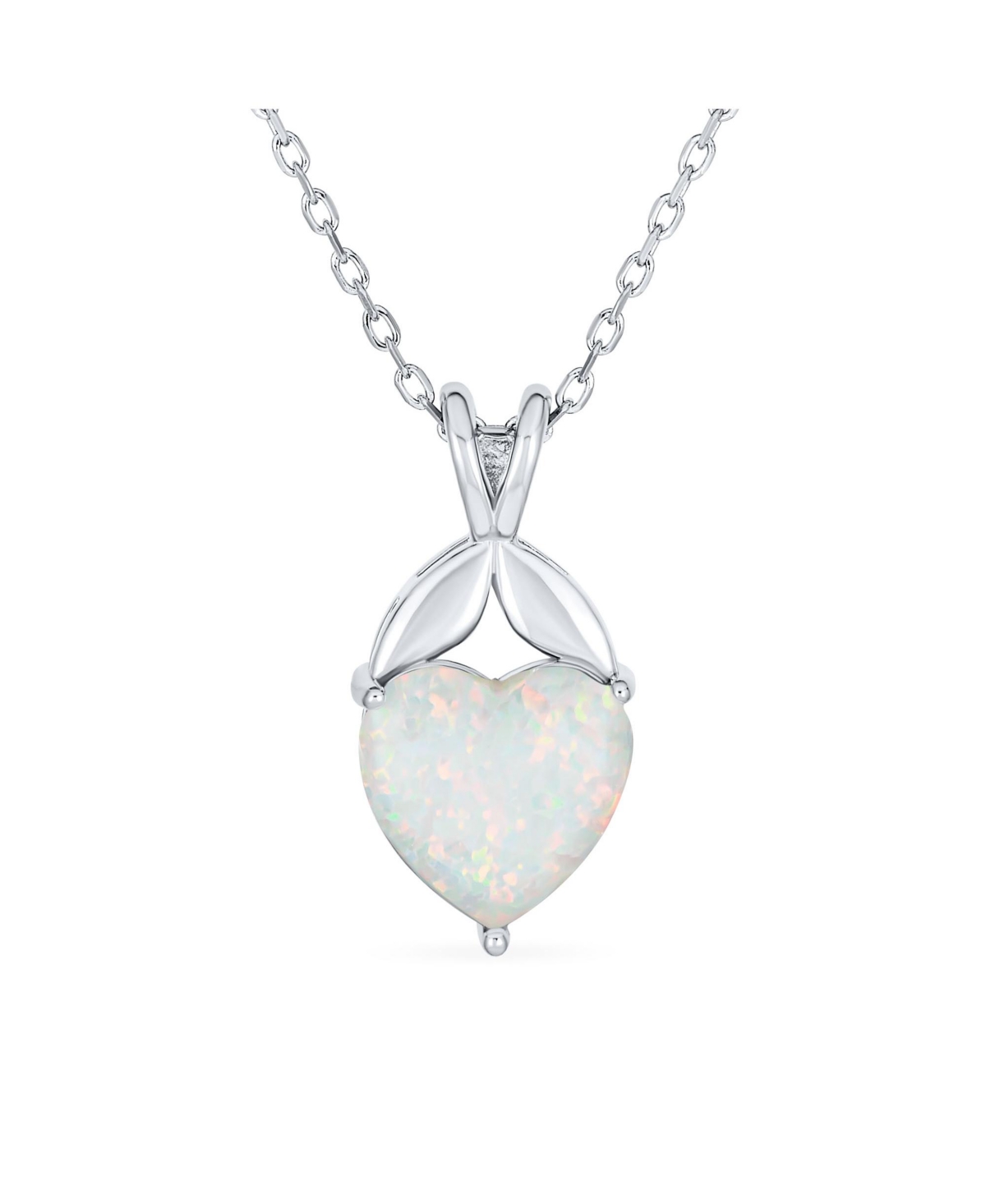 Click here for Bling Jewelry White Created Opal Heart Pendant Nec... prices