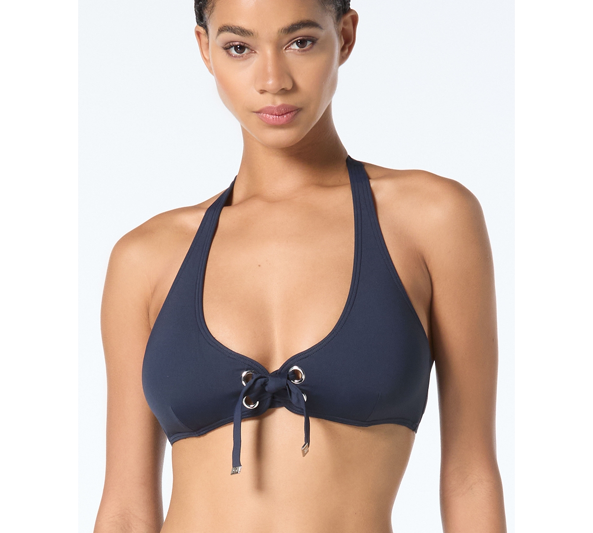 Click here for Michael Kors Womens Grommet Halter Bra Top - Navy prices