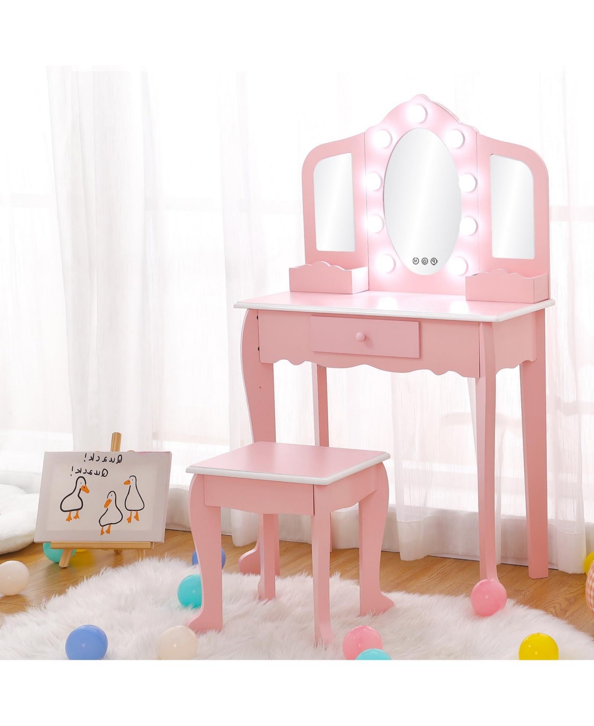 Click here for gaomon Toddler Vanity and Stool  Girls Vanity with... prices