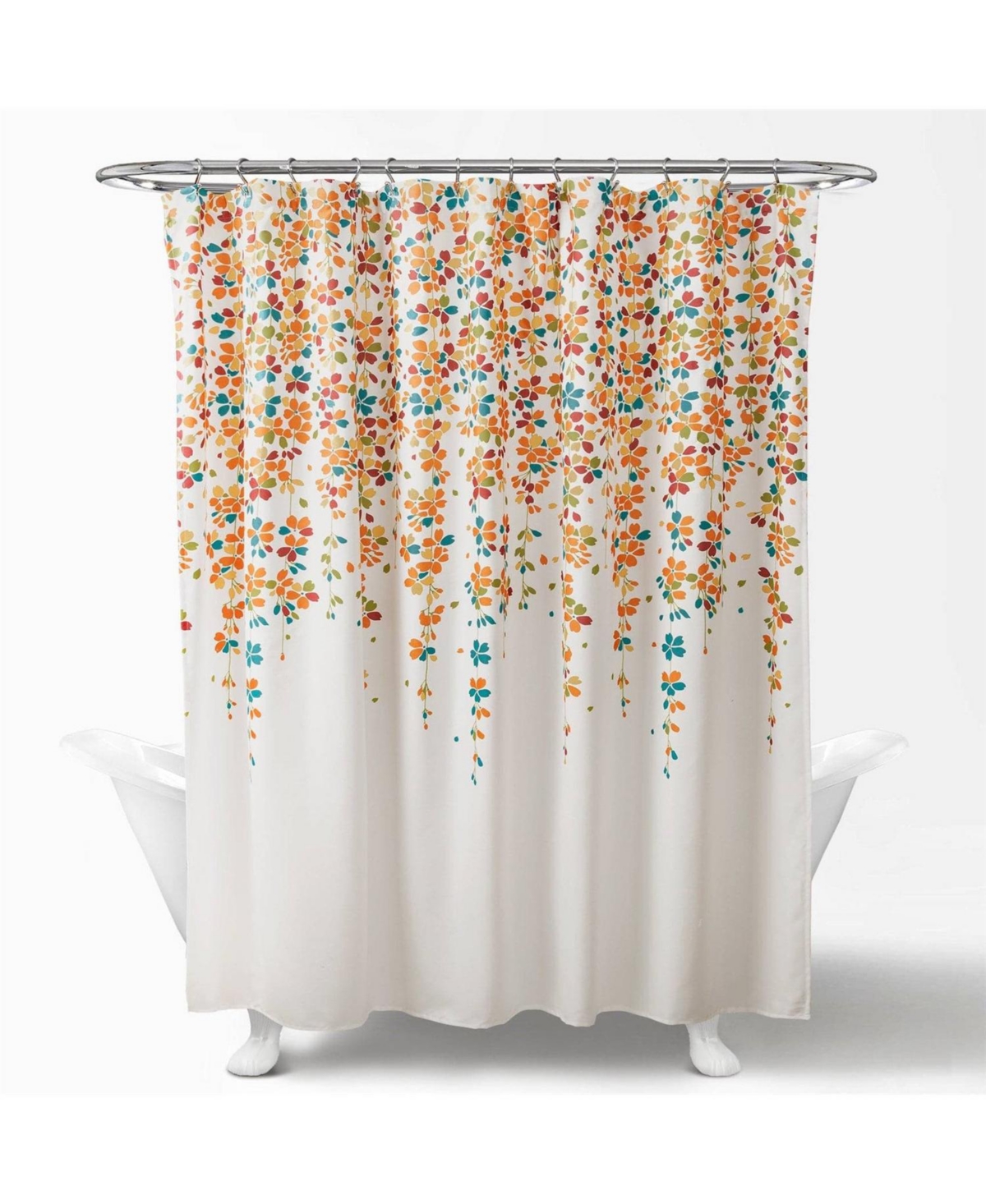 Click here for Slickblue 72-inch White Turquoise Blue Orange Flor... prices