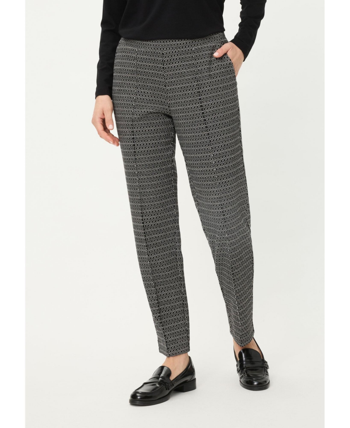 Click here for Olsen Womens Lisa Fit Geo Knit Pull-On Pant - Blac... prices