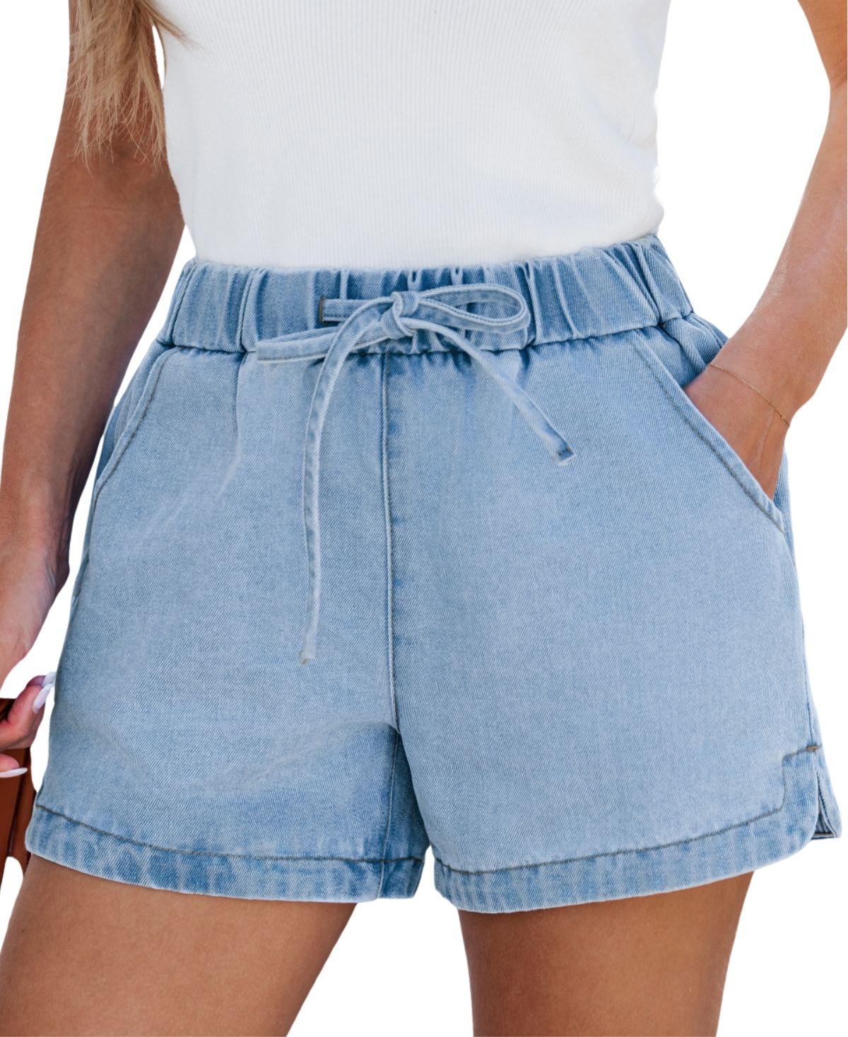 Click here for Cupshe Womens Chill Vibes Denim Shorts - Light/pas... prices