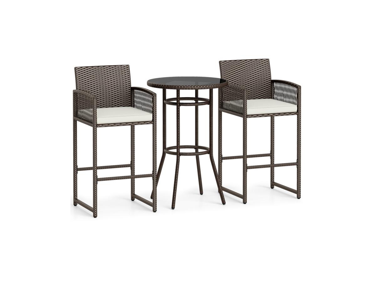 Click here for Slickblue Patio Wicker Bar Height Round Table Set... prices