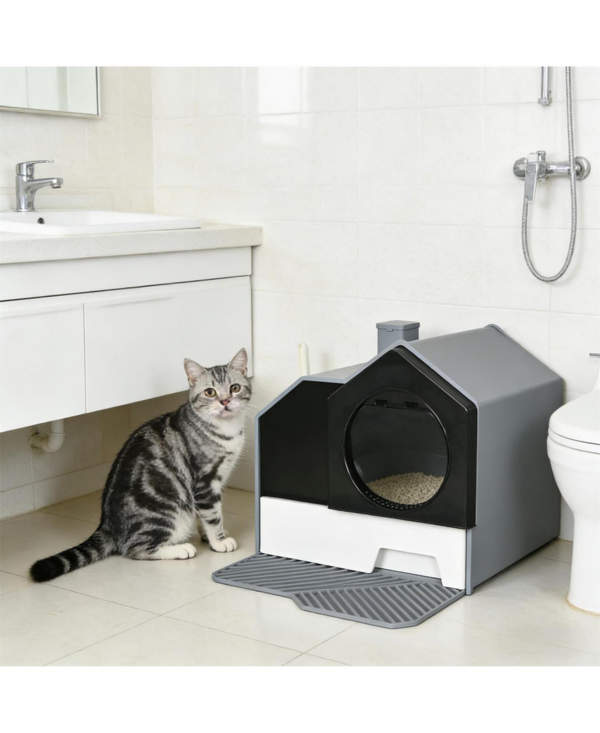 Click here for Aostirmotor Easy to Clean Cat Litter Box in Grey prices