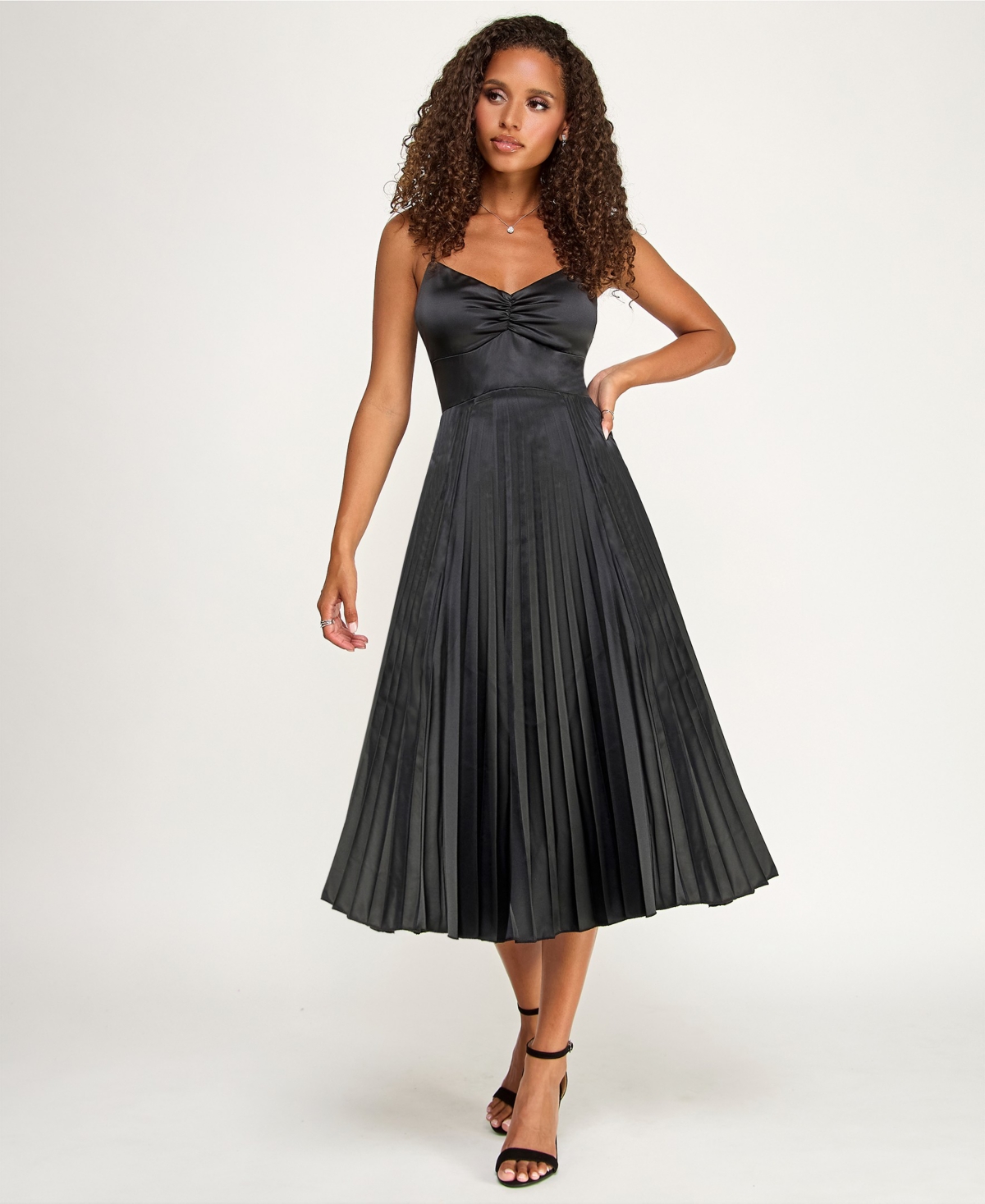 Katia Rae Juniors Tie-Back Detail Midi Dress - Black