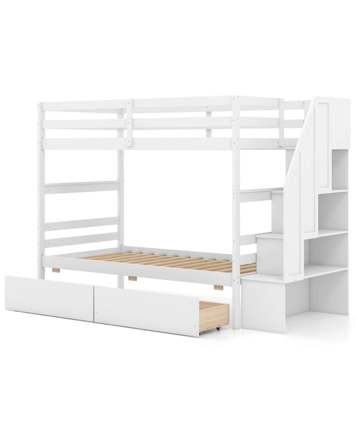 Click here for Costway Twin Over Twin Bunk Bed with Storage Stair... prices