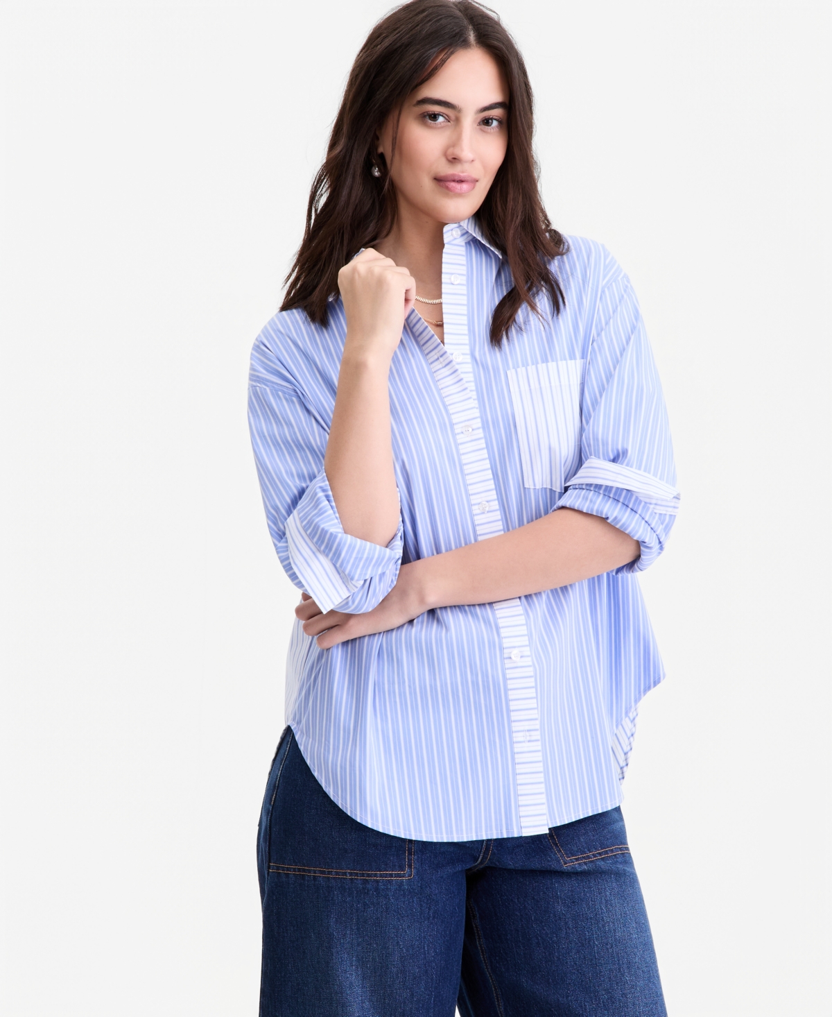 Click here for On 34th Womens Cotton Poplin Oversized Button Down... prices