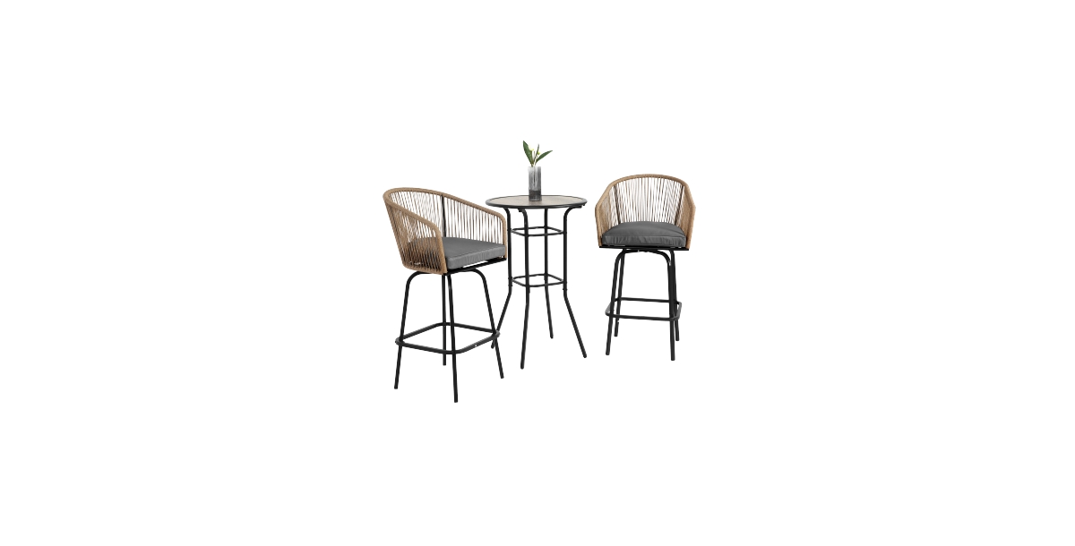 Click here for Flynama 3-Piece Outdoor Bar Set with Swivel Chairs... prices