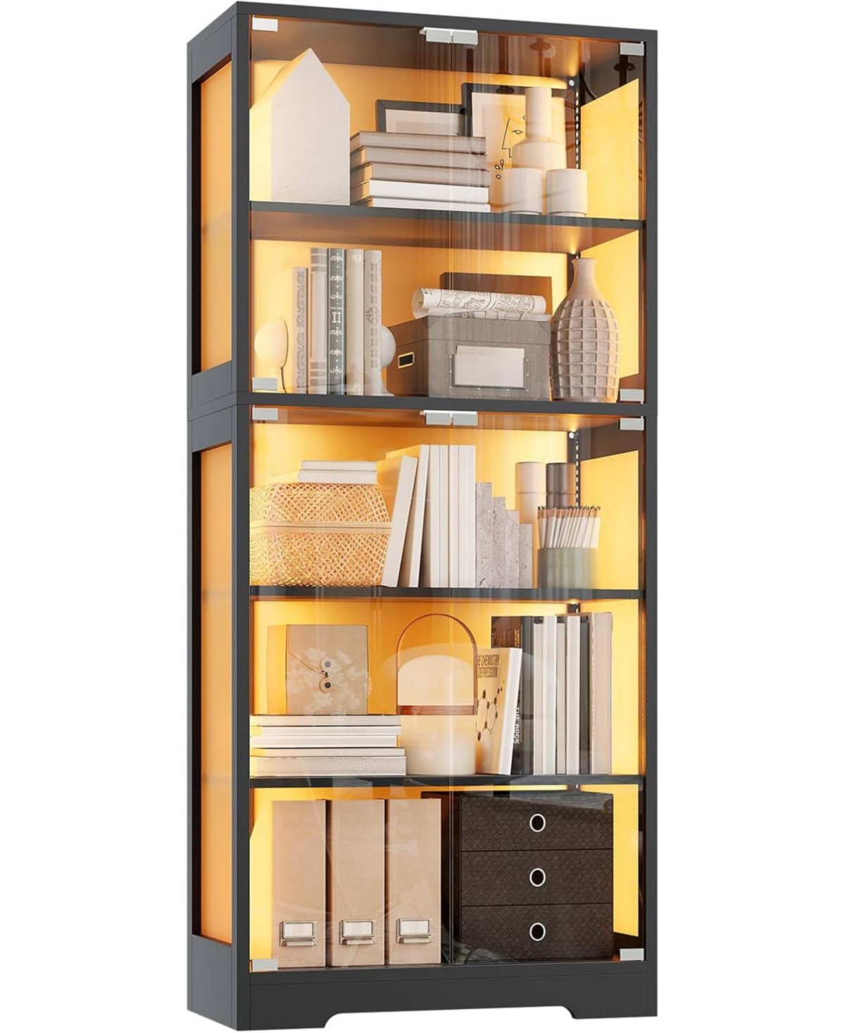 Click here for gaomon 5 Layer Display Cabinet with Glass Doors  M... prices