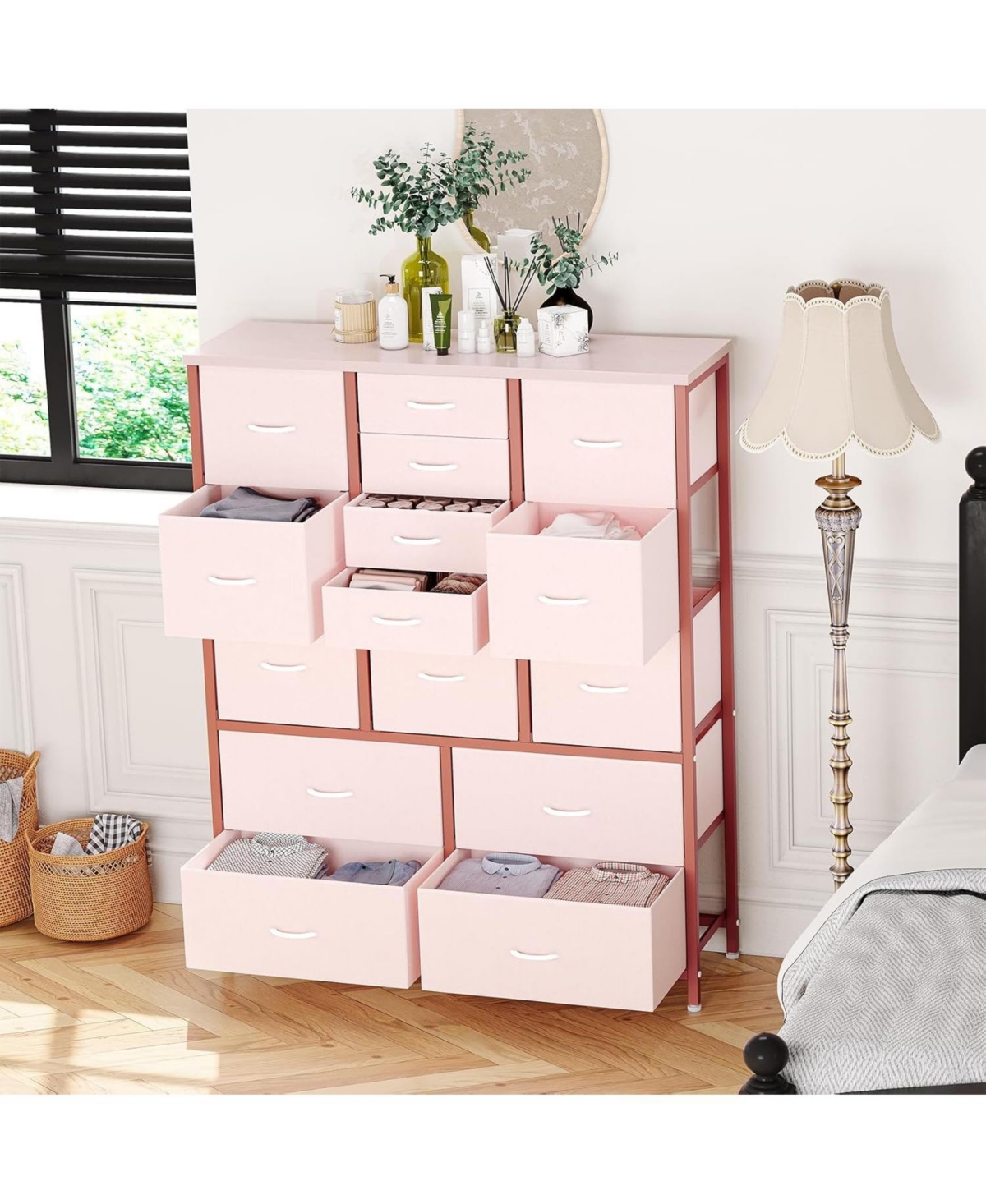 Click here for gaomon 15-Drawer Pink Fabric Dresser  Wood Tableto... prices
