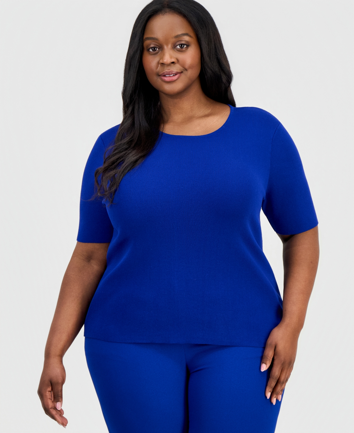 Click here for Tahari Asl Plus Size Elbow-Sleeve Sweater T-Shirt... prices