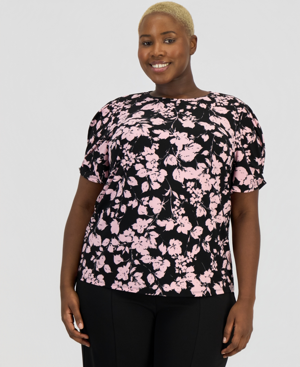 Click here for Anne Klein Essentials Plus Size Pleated-Sleeve Kni... prices