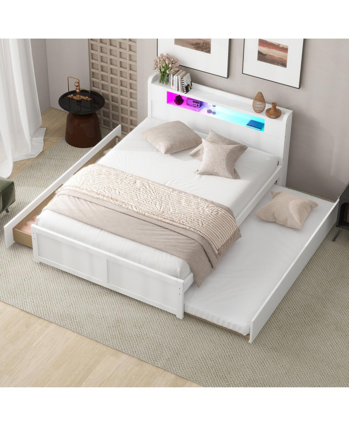 Click here for Streamdale Furniture Queen Wood Platform Bed- Led... prices