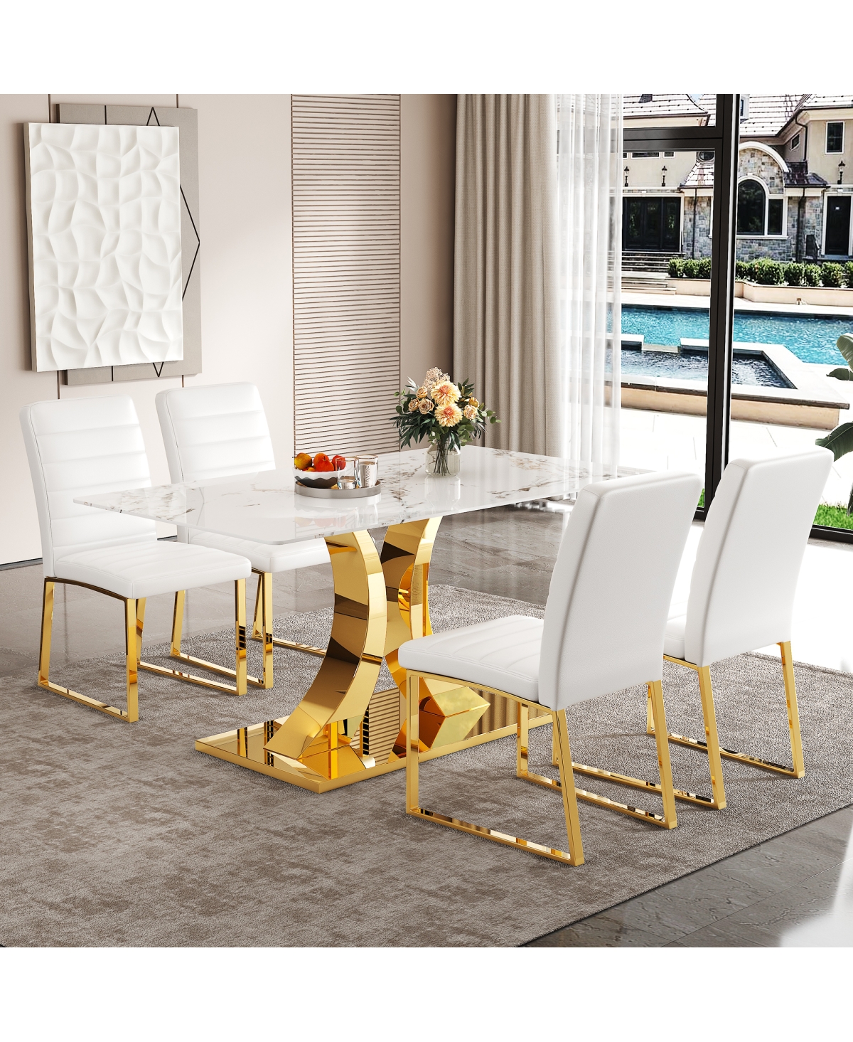 Click here for Streamdale Furniture Marble patterned glass dining... prices