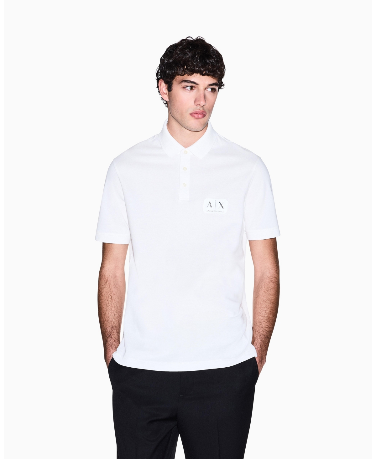 Click here for A|X Armani Exchange Mens Black and Gold Pique Polo... prices