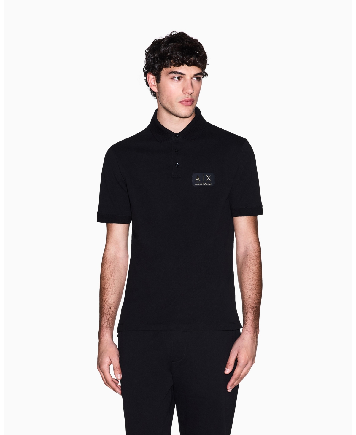 Click here for A|X Armani Exchange Mens Black and Gold Pique Polo... prices