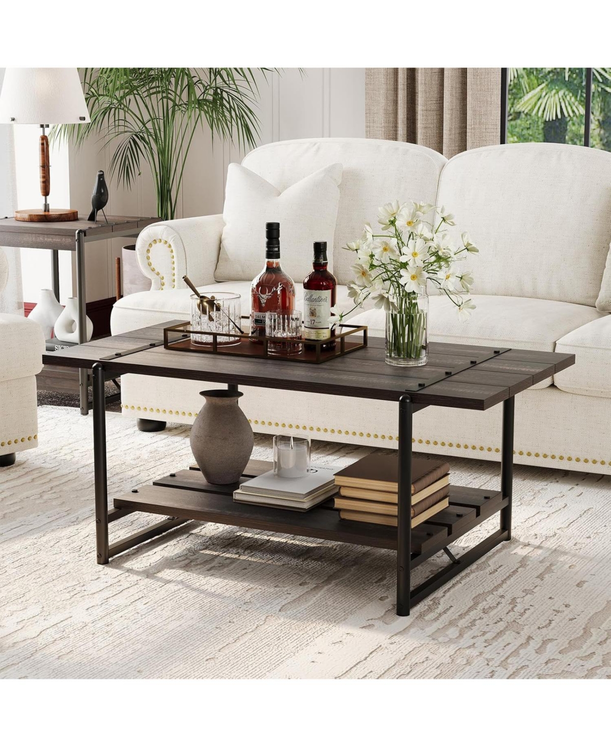 Click here for gaomon 41" Large 2-Tier Gray Wood Coffee Tabl... prices