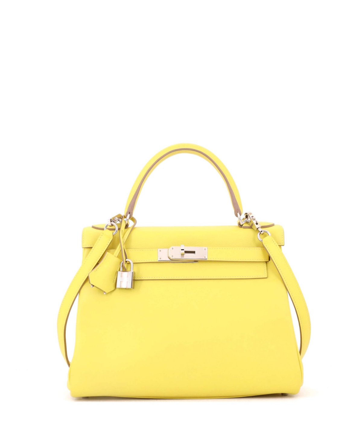 Click here for Pre-Owned HERMES Kelly 28 Handbag Yellow Evercolor... prices