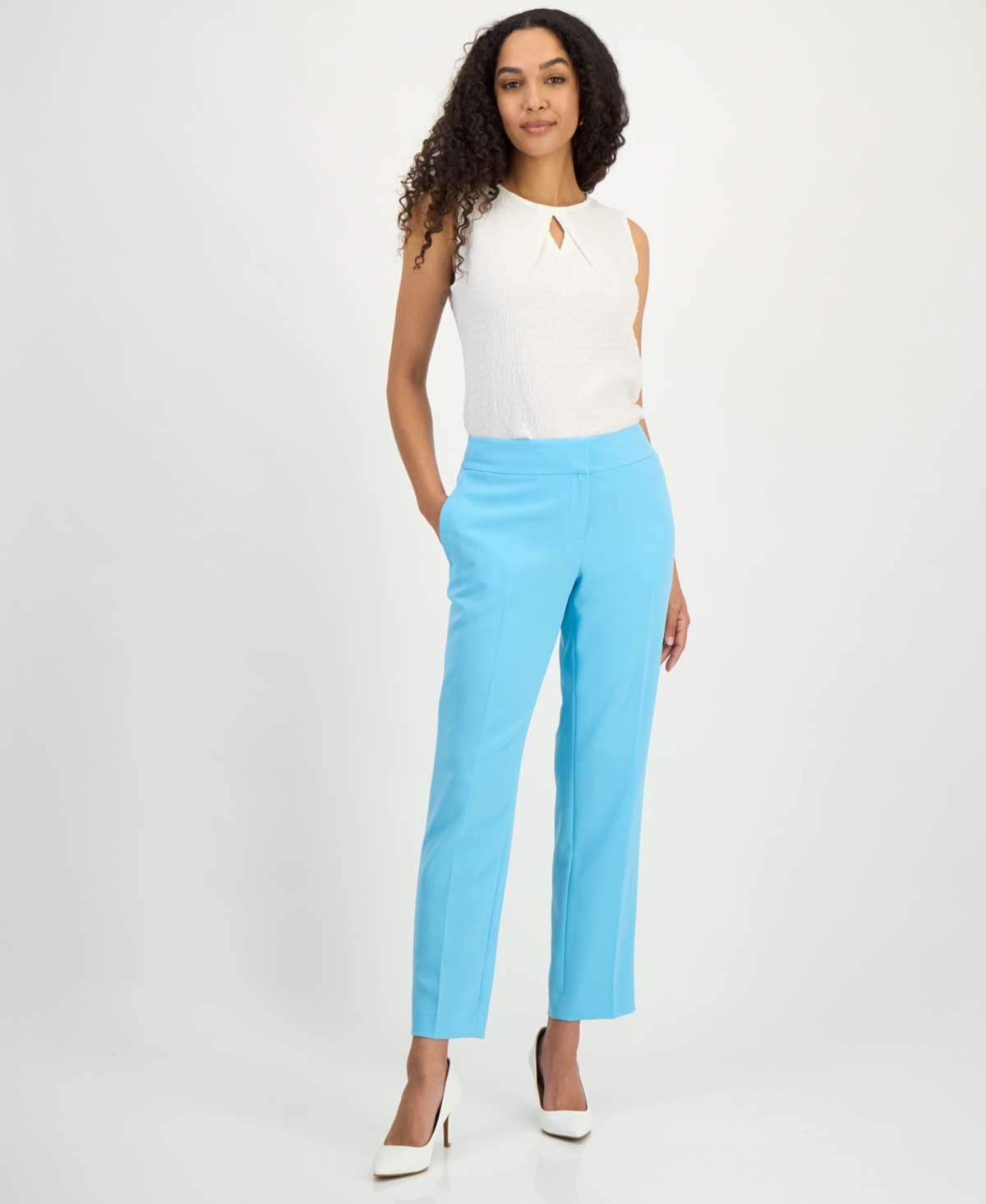 Click here for Kasper Petite Mid Rise Straight-Leg Pants - Aqua O... prices