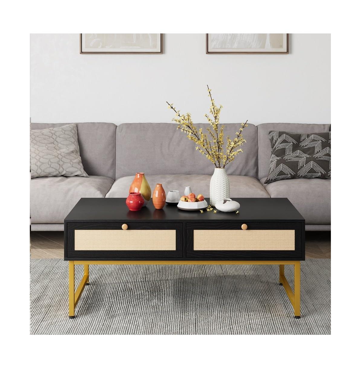 Click here for gaomon Coffee Table  Boho Coffee Table with 2 Ratt... prices