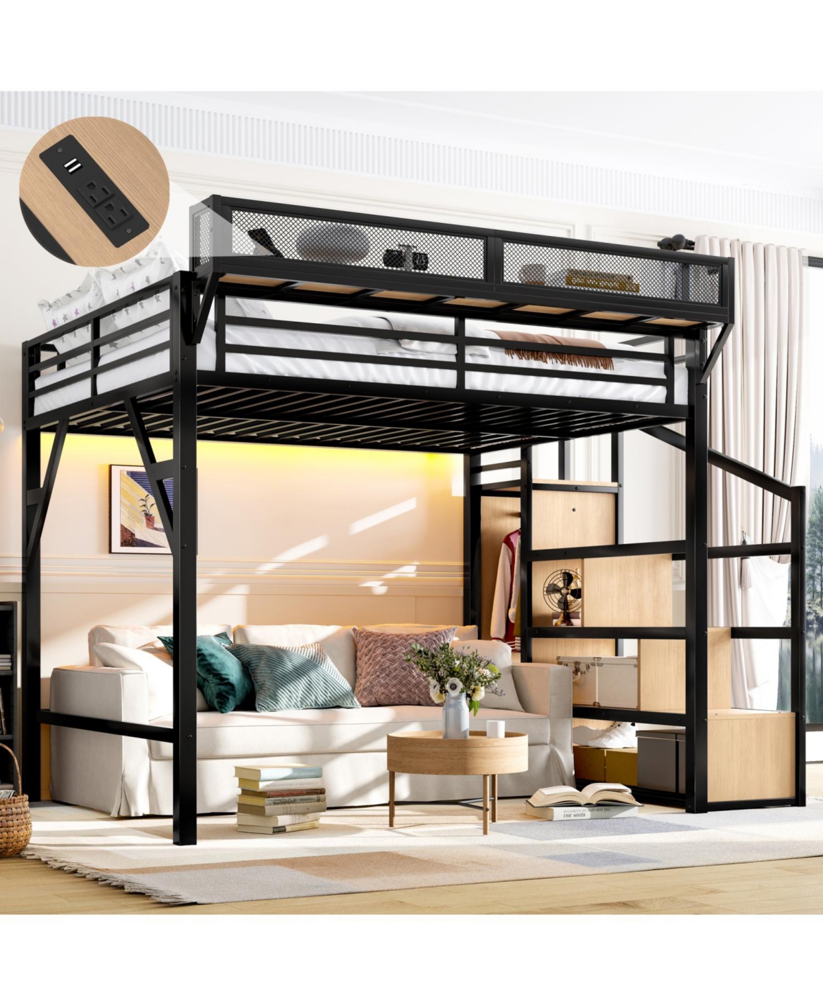 Click here for Streamdale Furniture Queen Loft Bed with Storage S... prices