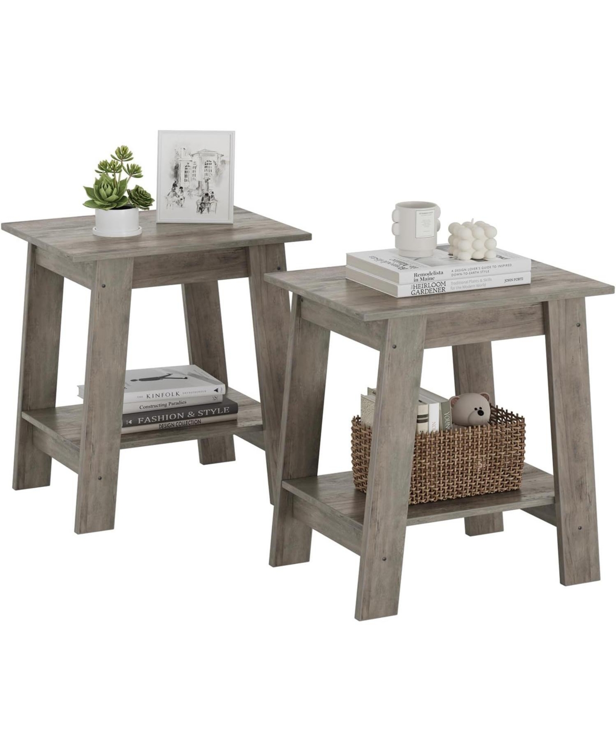 Click here for gaomon Farmhouse Side Table  Set of 2 Small Wooden... prices