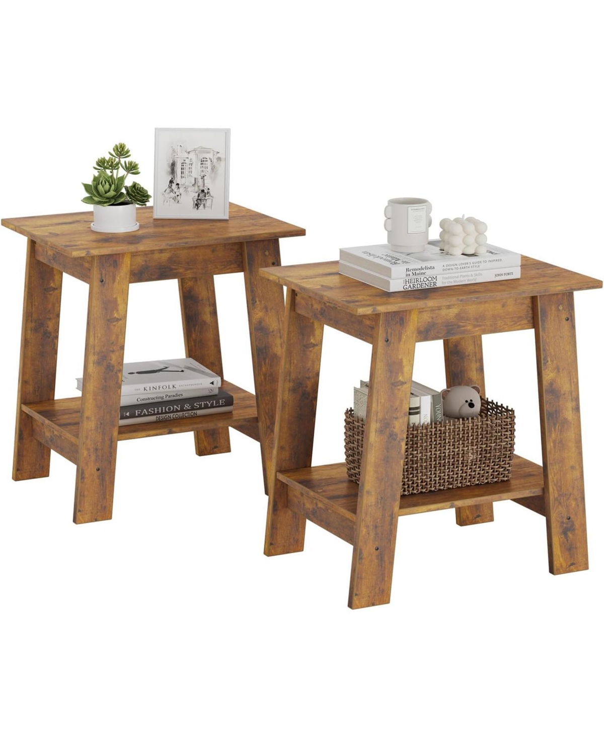 Click here for gaomon Farmhouse Side Table  Set of 2 Small Wooden... prices