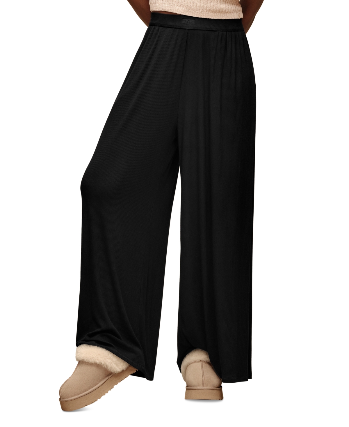 Click here for Ugg Womens Imogen Wide-Leg Rib Pants - Black prices