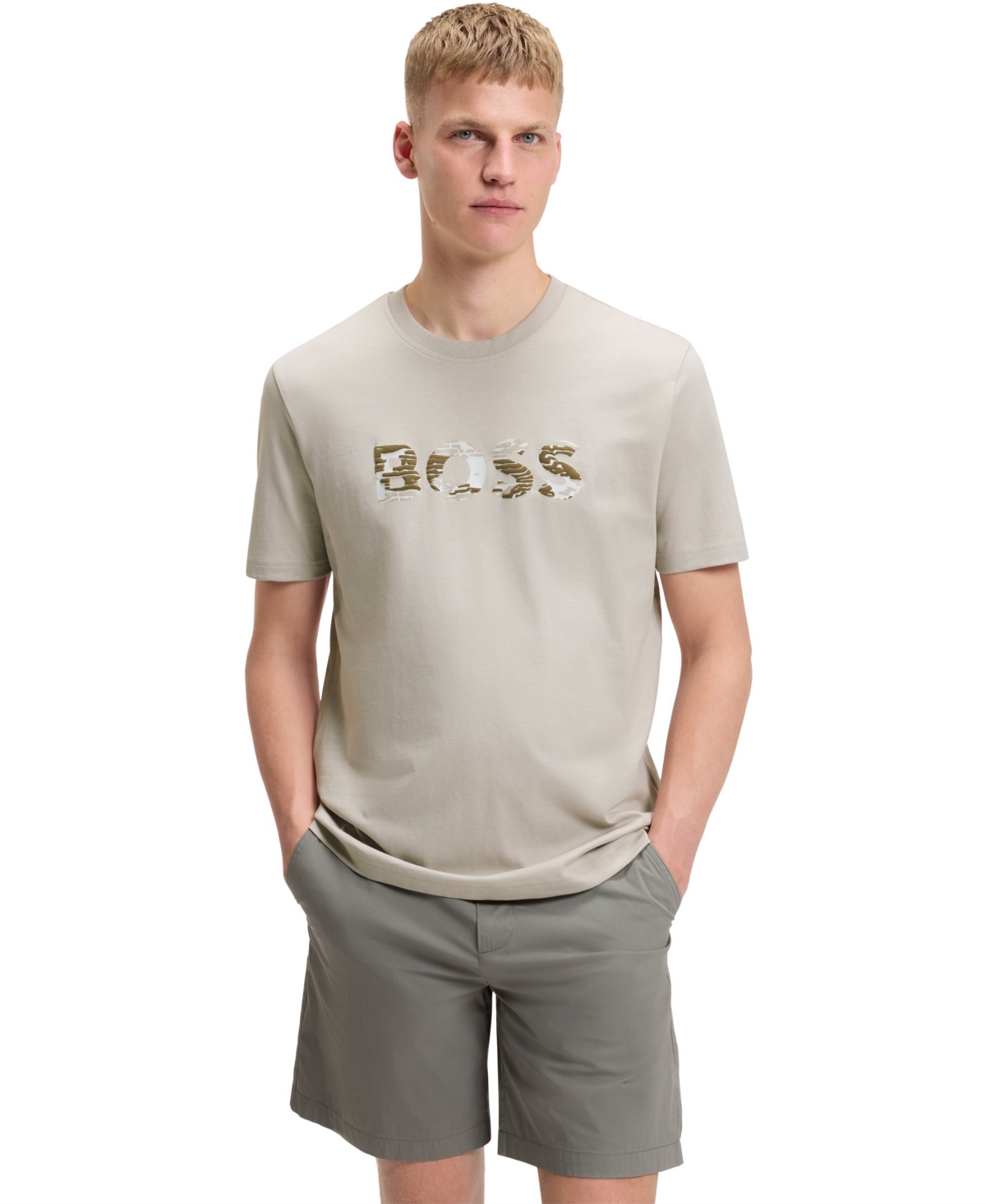 Click here for Boss by Hugo Boss Mens Logo Print Cotton-Jersey T-... prices