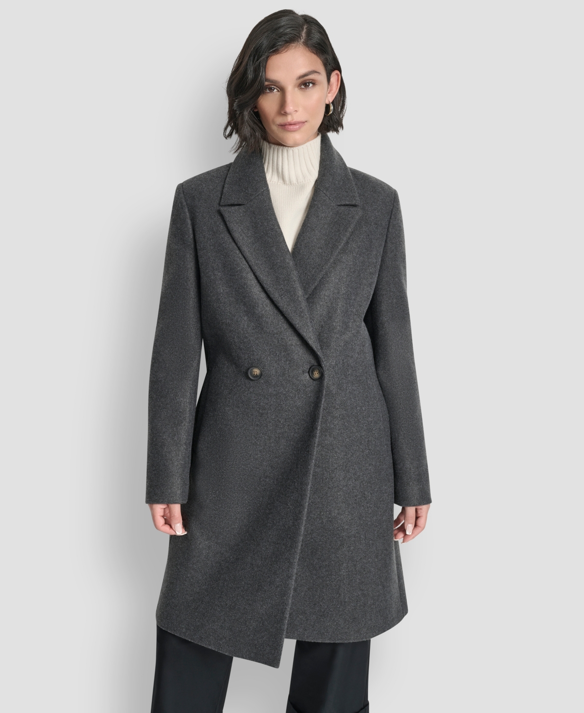 Click here for Dkny Womens Sams Double-Breasted Notch Collar Coat... prices