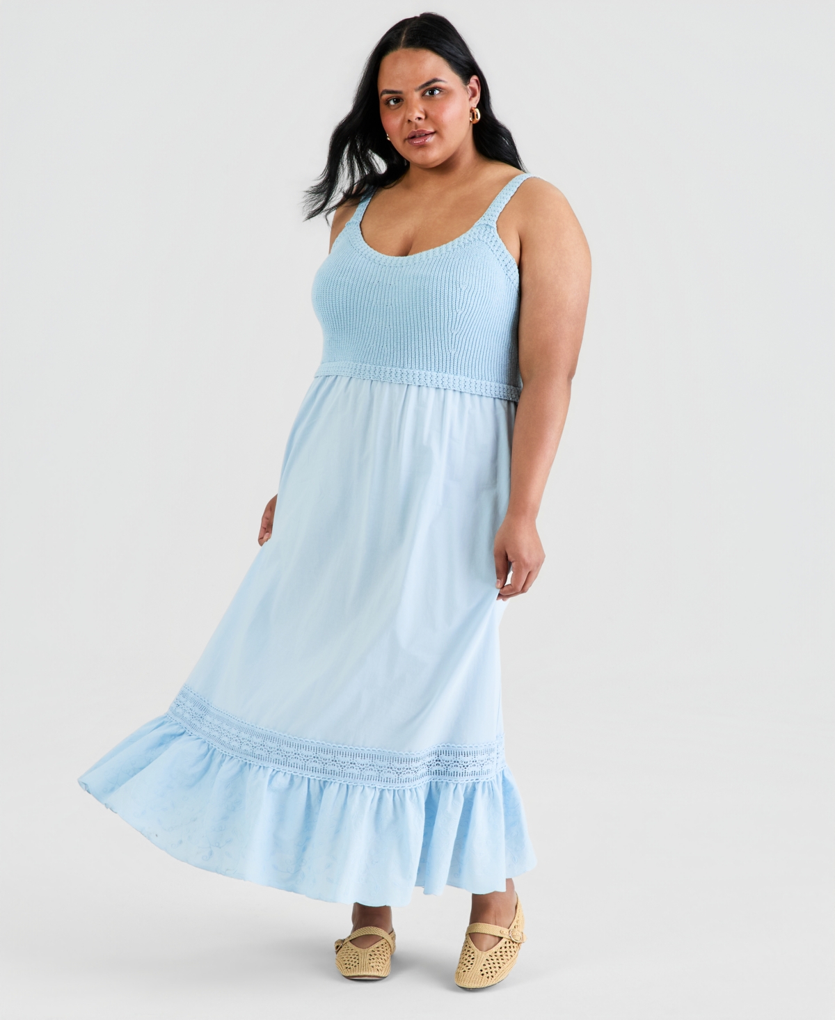 Click here for And Now This Trendy Plus Size Mixed-Media Maxi Dre... prices
