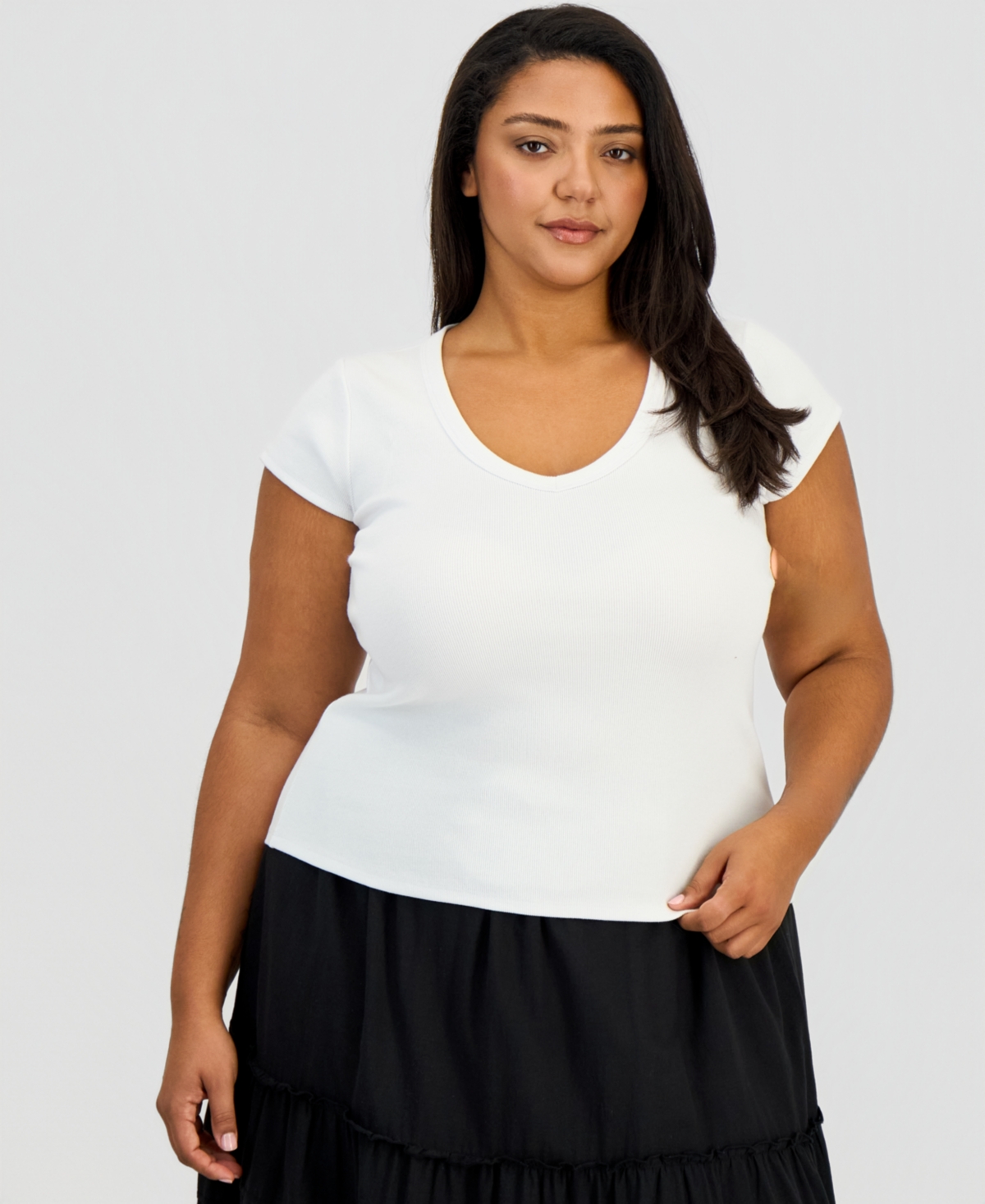 Click here for And Now This Trendy Plus Size Short-Sleeve Ringer... prices