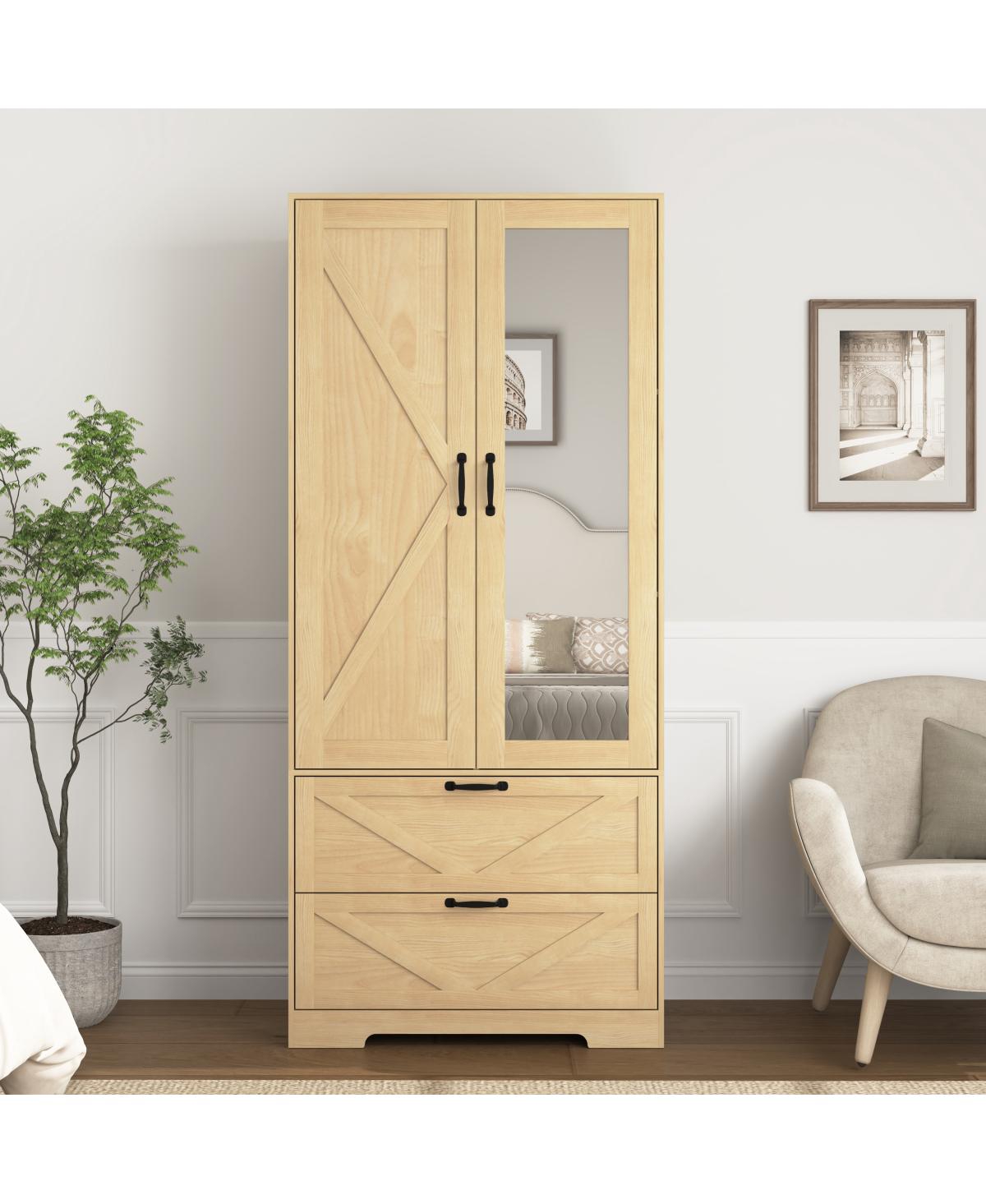 Click here for Streamdale Furniture 2-Door Wood Wardrobe with Han... prices
