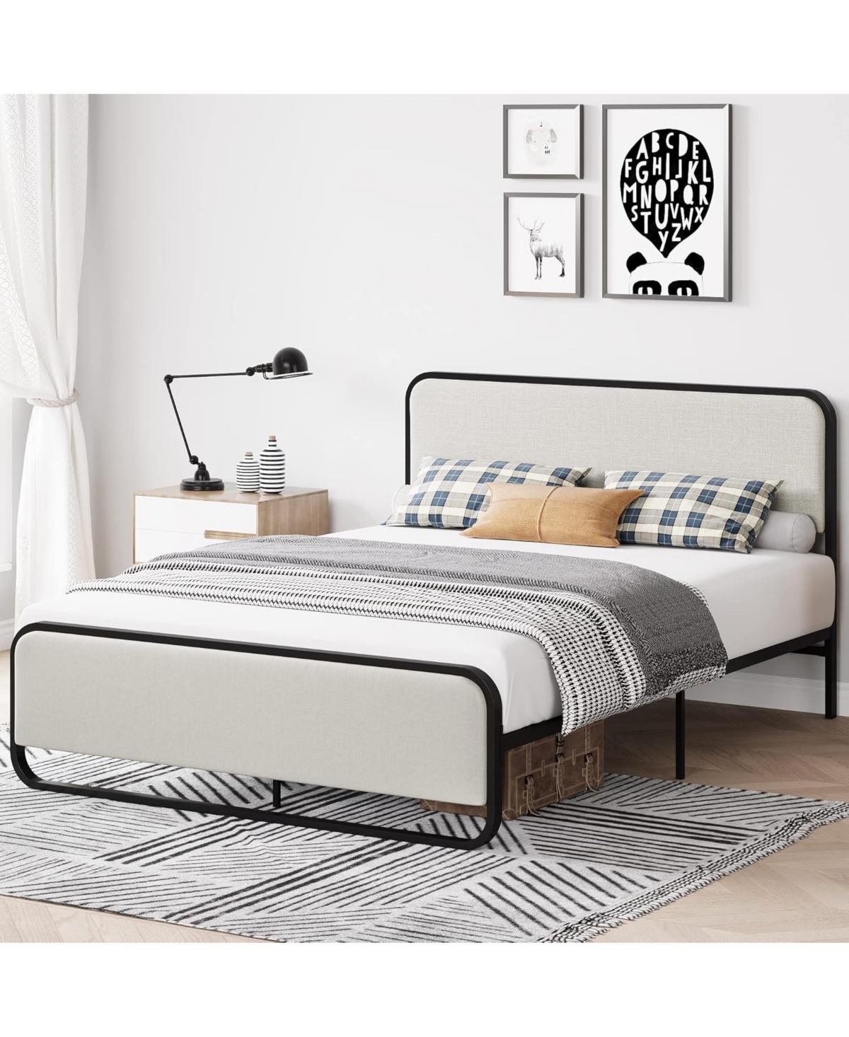 Click here for gaomon Size Metal Bed Frame with Curved Upholstere... prices