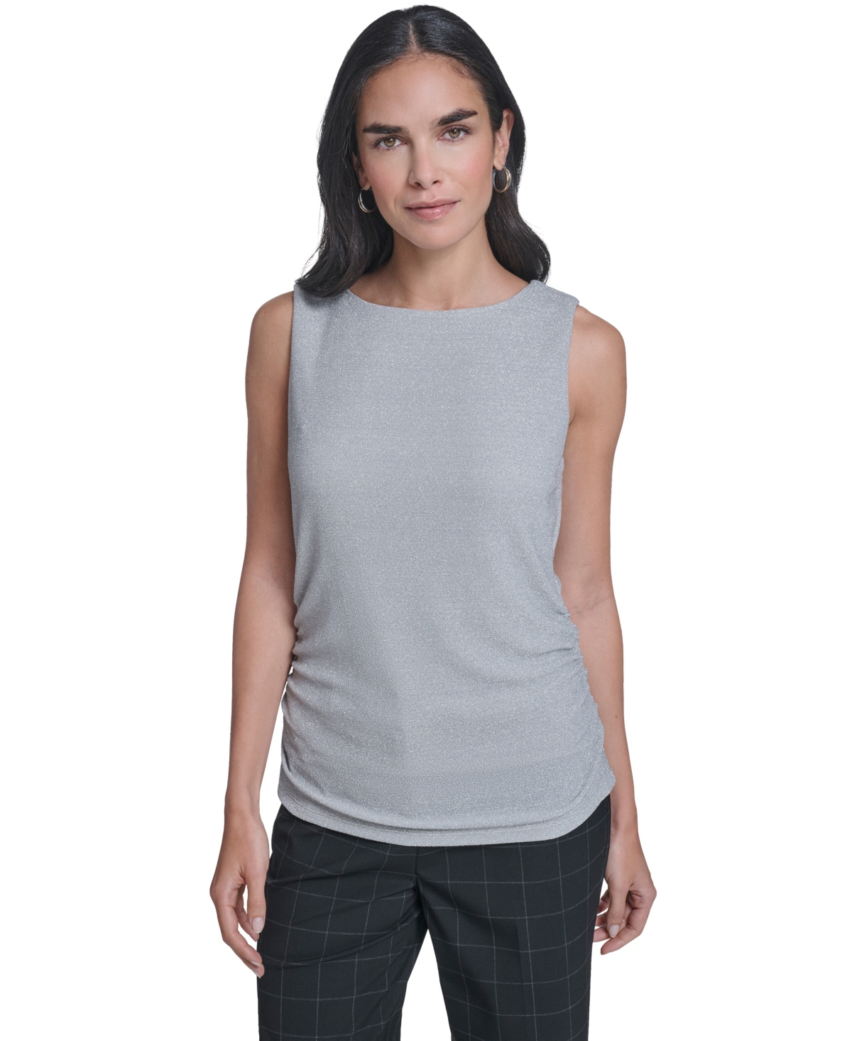 Click here for Calvin Klein Womens Novelty Boat Neck Ruched Top -... prices