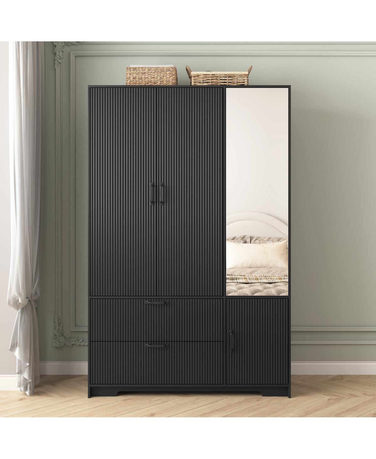 Click here for Streamdale 4-Door Wardrobe with Mirror  Led  2 Dra... prices