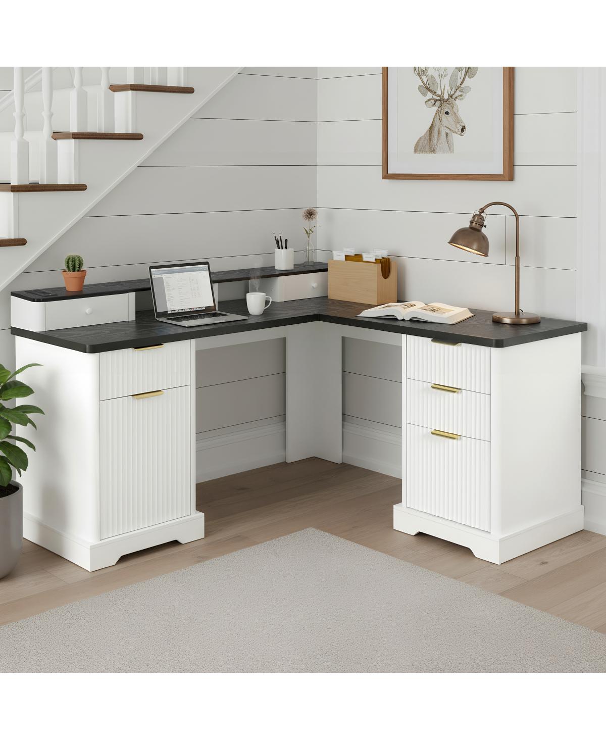 Click here for Streamdale Furniture Modern Fluted L-Shaped Desk w... prices