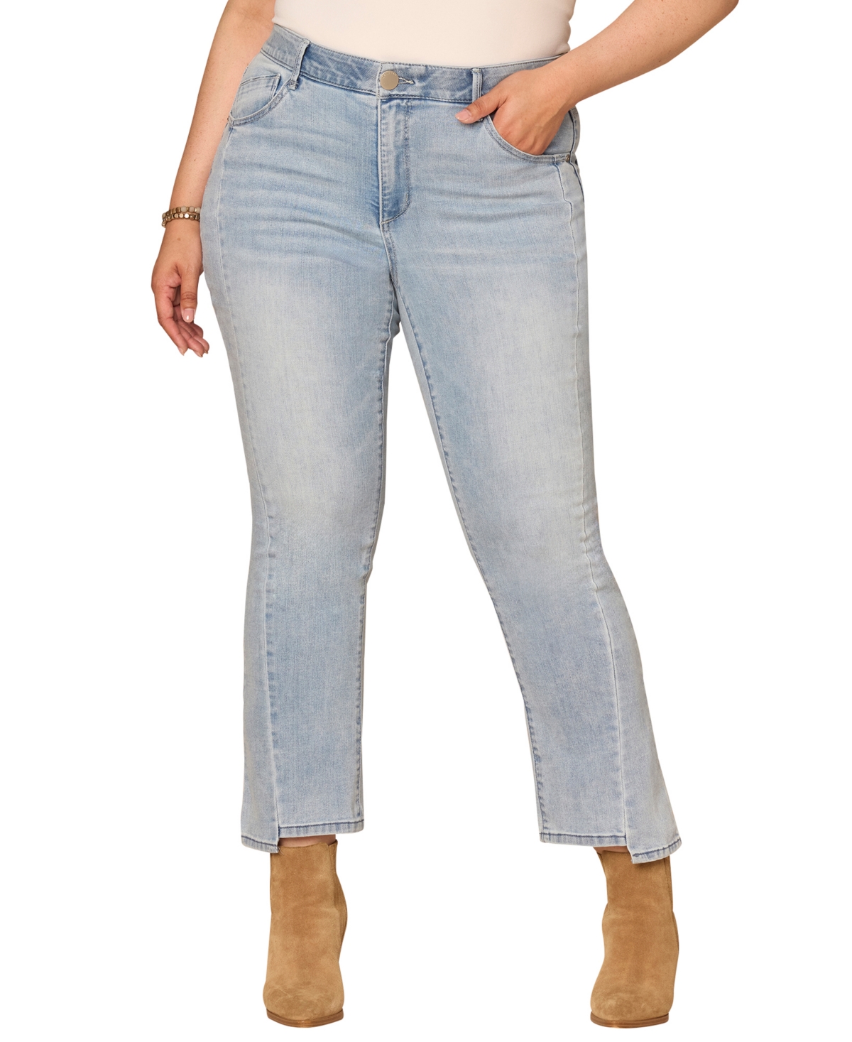 Click here for Democracy Plus Size Skyrise Barely Boot Cut Jeans... prices