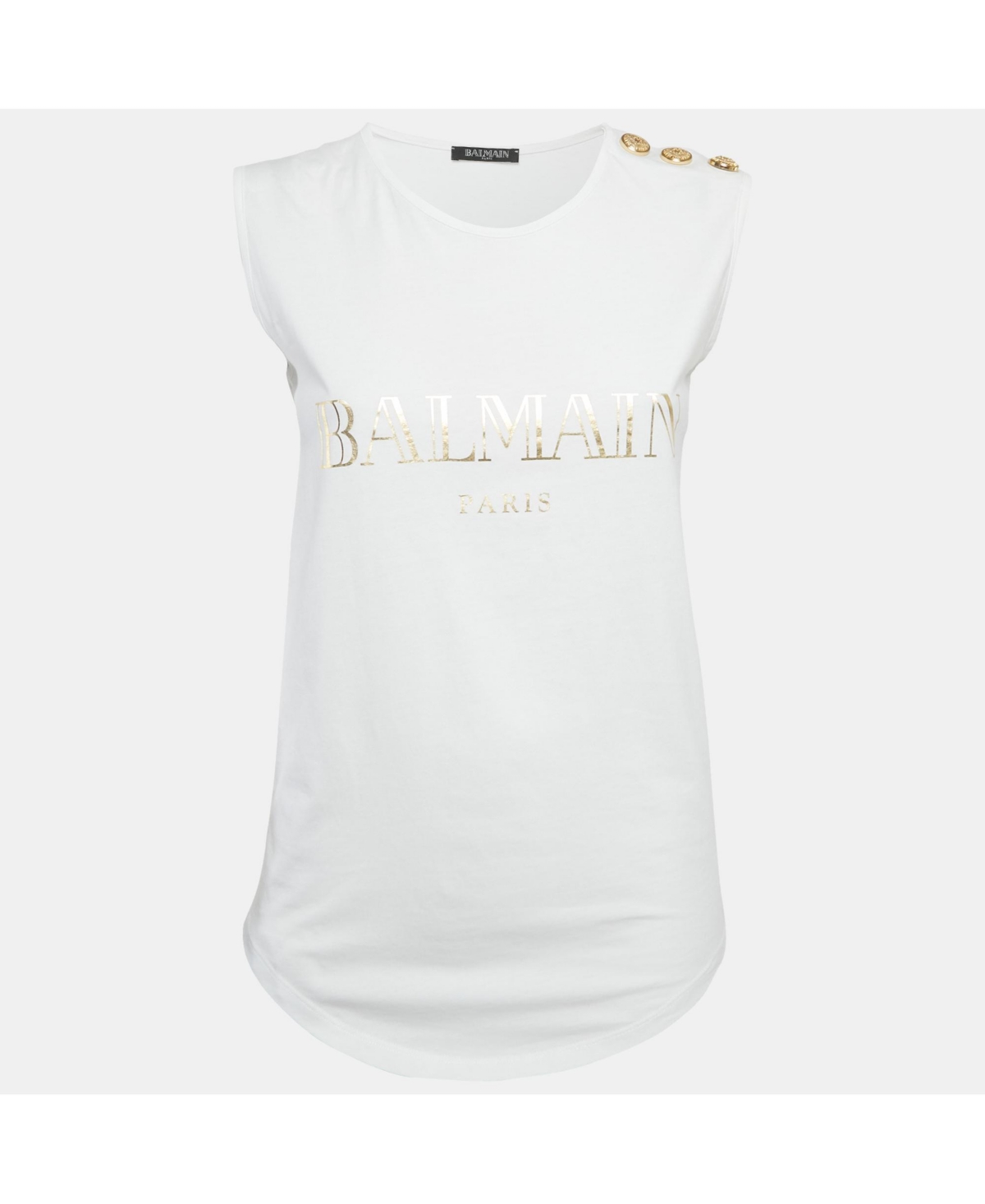 Click here for Pre-Owned Balmain Womens White Logo Print Jersey S... prices