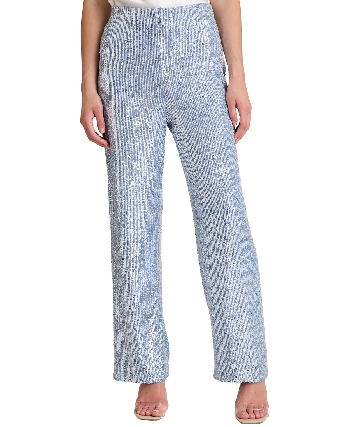 Click here for Muse Womens Textured Pull-On Pants - Sky/Silver prices