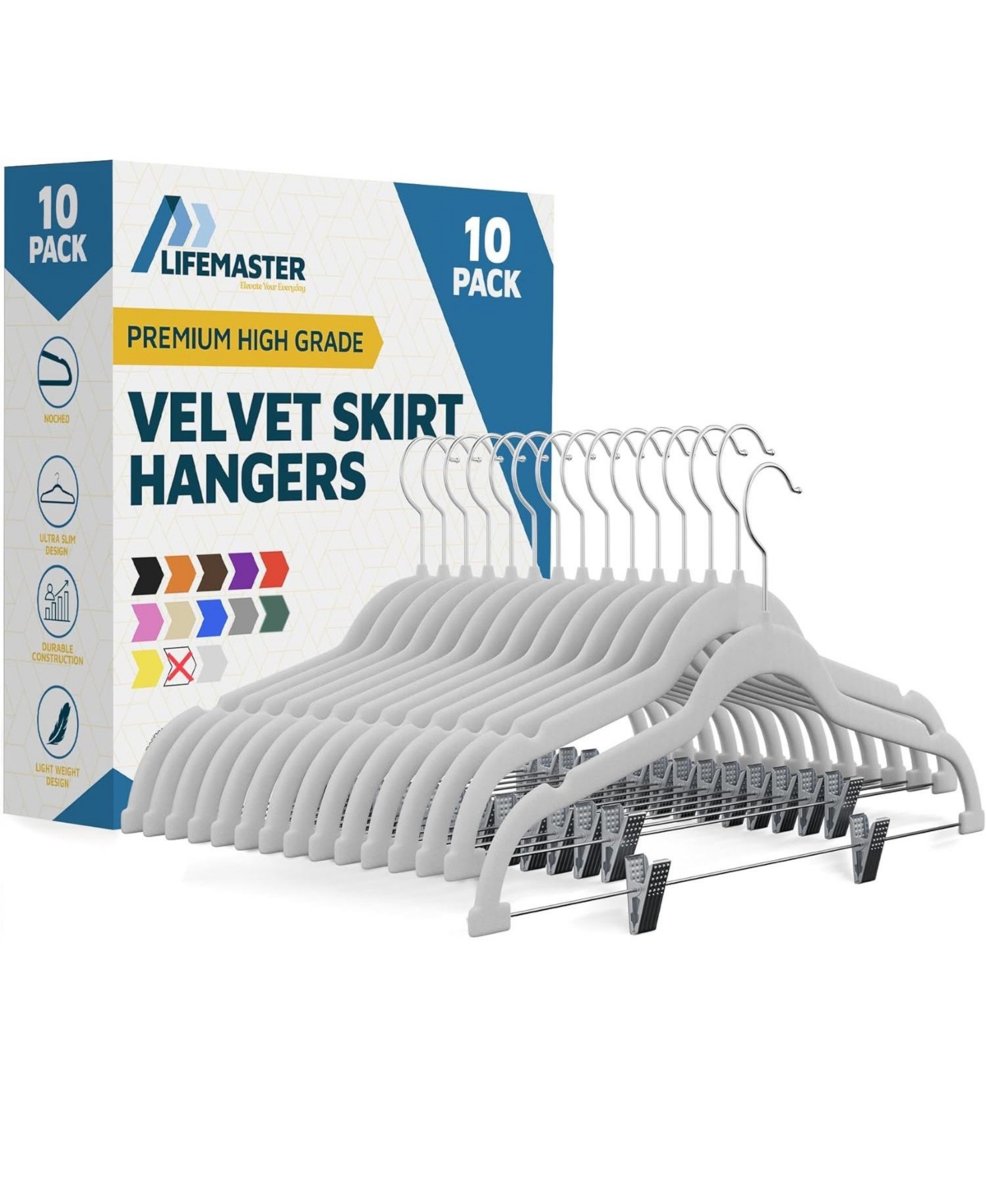 Click here for Lifemaster Velvet Skirt Hangers â white  Adjusta... prices
