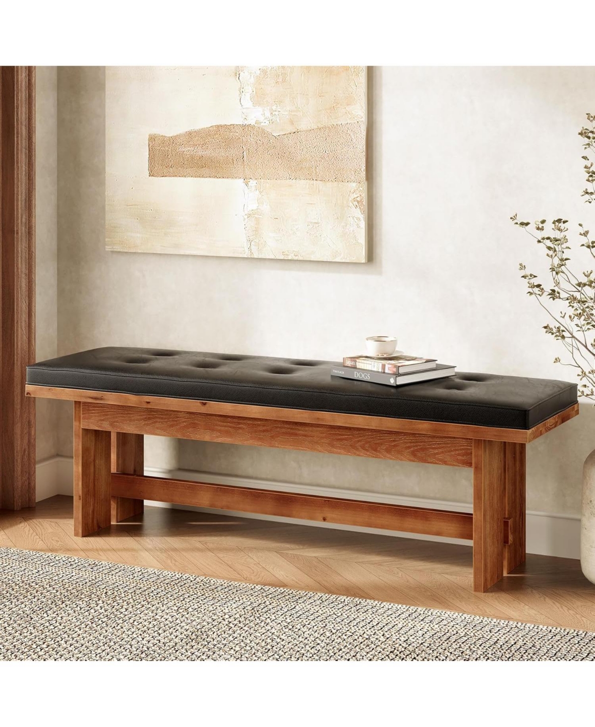 Click here for Tribesigns Solid Wood Bench with Cushion  55 Uphol... prices