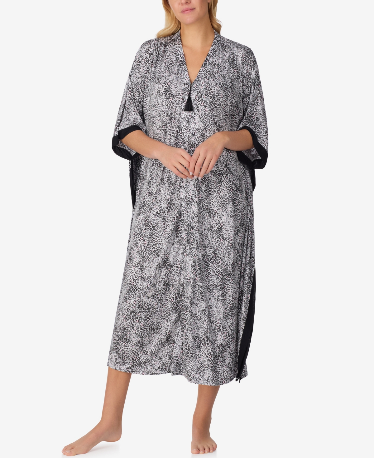 Click here for Ellen Tracy Zip-Front Printed Caftan - White prices